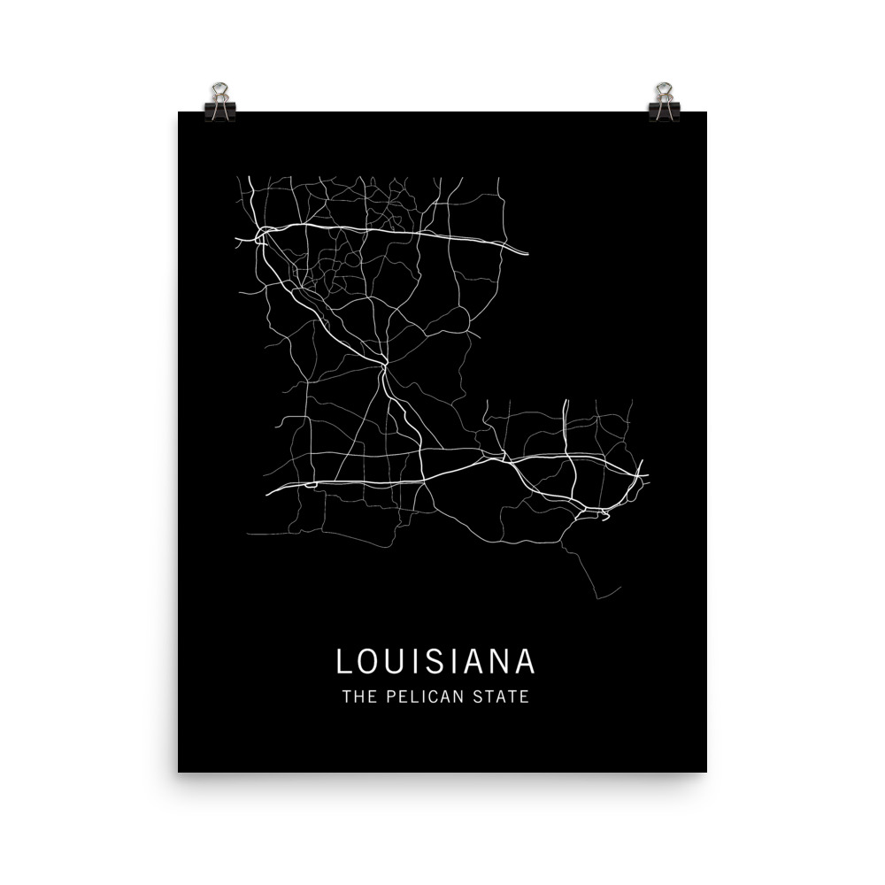 Louisiana State Road Map // Art Print from Clark Street Press