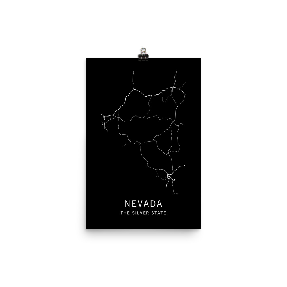 Nevada State Road Map // Art Print from Clark Street Press