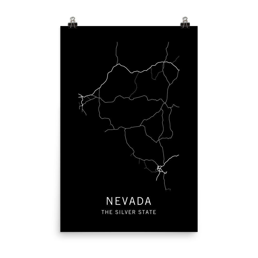 Nevada State Road Map // Art Print from Clark Street Press