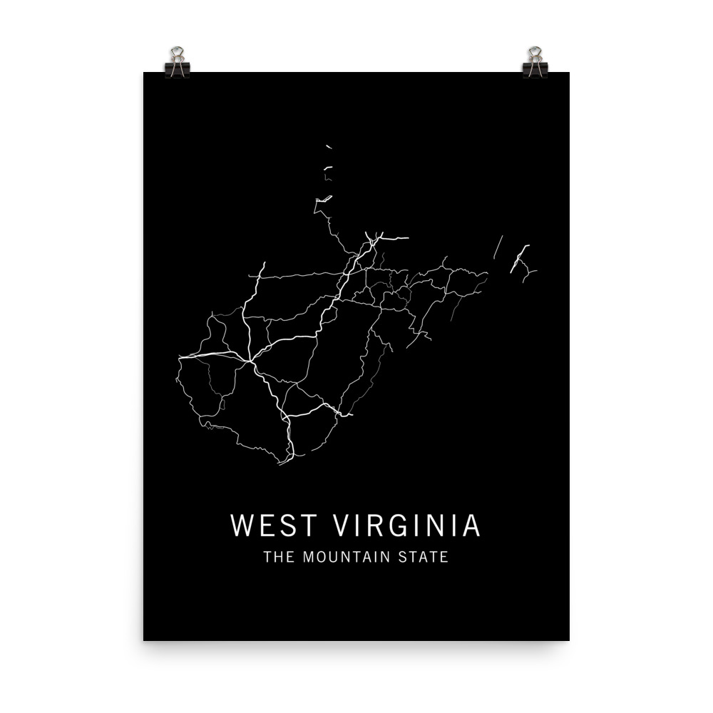 West Virginia State Road Map // Art Print from Clark Street Press