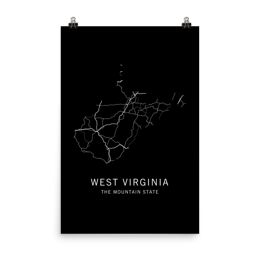 West Virginia State Road Map // Art Print from Clark Street Press